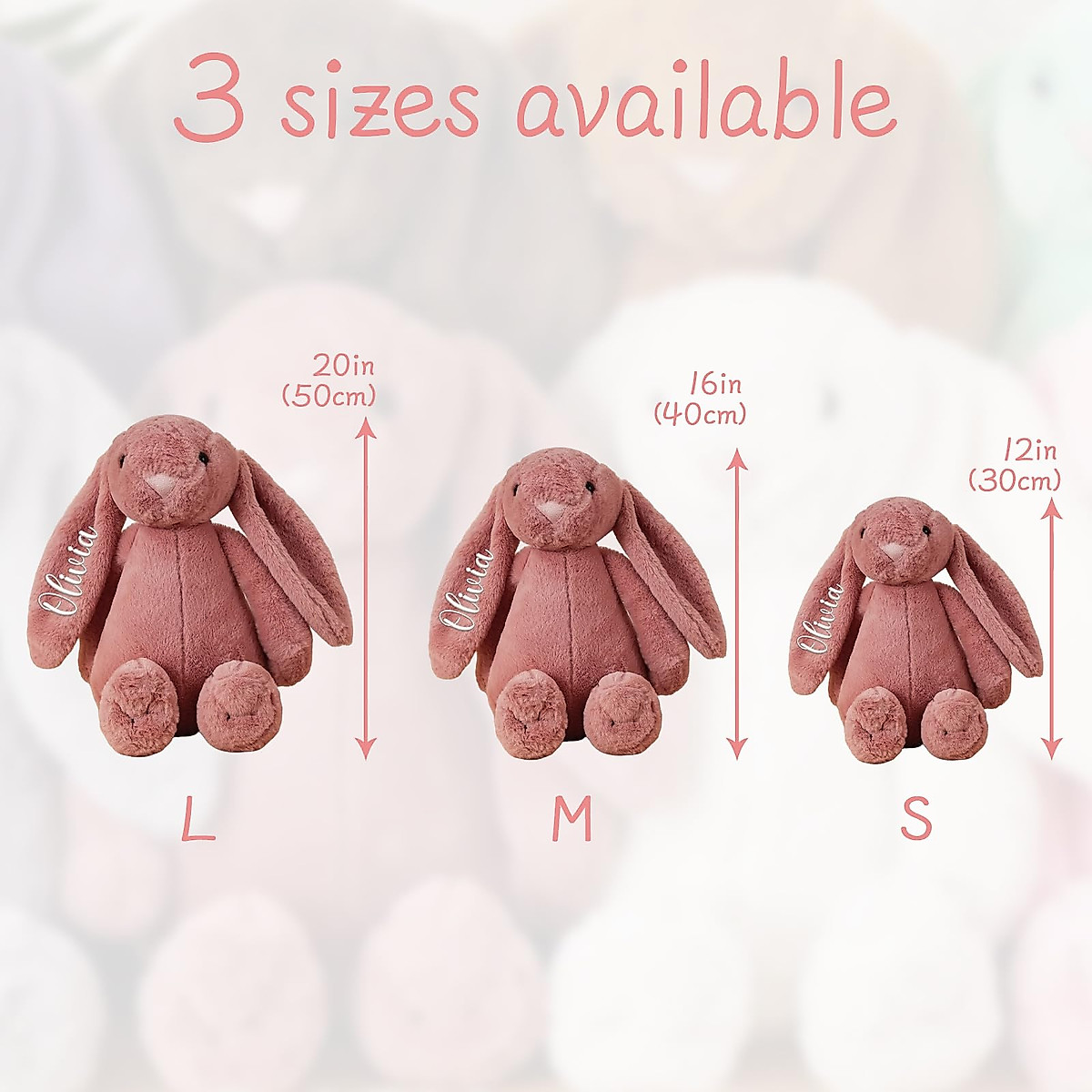 Dyoart Personalized Easter Bunny Rabbit, Custom Name Monogrammed Embroidered Bunny, Fluffy Rabbit with Long Ears,Plush Bunny Toy, Gift for Baby Kids(11.8inches)