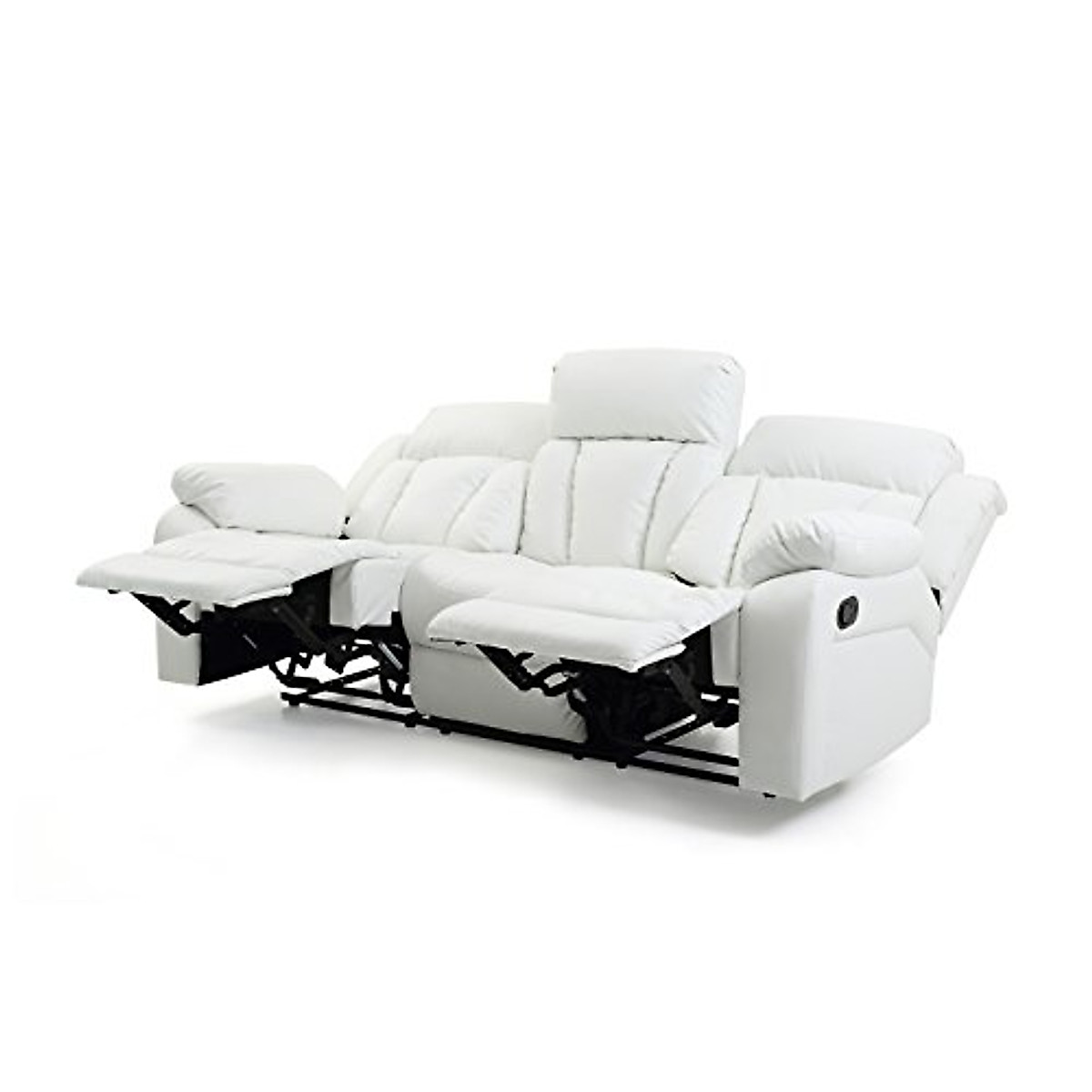 Glory Furniture Reclining Sofa White Faux Leather