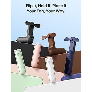 JISULIFE Handheld Mini Fan, 3 IN 1 Hand Fan, Portable USB Rechargeable Small Pocket Fan, Battery Operated Fan [14-21 Working Hours] with Power Bank, Flashlight Feature for Women,Travel,Outdoor-Pink, 1 Count (Pack of 1)