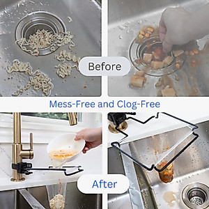 Homponent Kitchen Sink Drain Basket Food Catcher, Clog-Free, Mess-Free Drain Strainer Basket. Comes with 50 Pcs Disposal Filtering Mesh Bags for Kitchen Food Leftover.