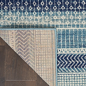 Nourison Passion Bohemian Navy Blue 5'3" x 7'3" Area -Rug, Easy -Cleaning, Non Shedding, Bed Room, Living Room, Dining Room, Kitchen (5x7)