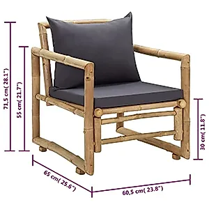 VRAXO Patio Chairs with Cushions 2 pcs Bamboo,Outdoor Chairs-47.08lbs