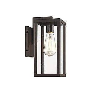 Odeums Outdoor Wall Lantern, Exterior Wall Mount Lights, Outdoor Wall Sconces, Wall Lighting Fixture in Oil Rubbed Finish with Clear Glass (Oil Rubbed Bronze-Wall Light, 2 Pack)