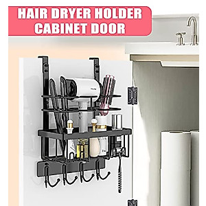 Hair Dryer Holder, Hair Tool Organizer Under Sink, Over Door Cabinet Hair Tool Organizer Wall Mounted, Bathroom Hair Tool Organizer Under Sink,Hot Styling Tool Storage Basket For Curling Wand