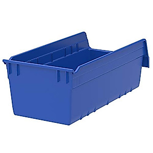 Akro-Mils 30088 Plastic Nesting ShelfMax Storage Bin Box, (18-Inch x 8-Inch x 6-Inch), Blue, (8-Pack)