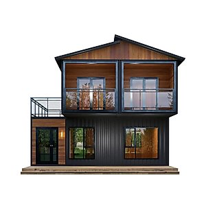 Double-Story Barn Homes, 20ft & 40ft Flat Pack Houses with Full Bathroom and Kitchen, Foldable Tiny Homes, Mobile Container Houses, Expo Groups Prefabricated Cabins for Living (20FT)