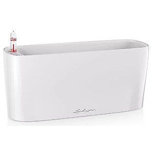 Lechuza 15460 Delta 10 Indoor and Outdoor Use, 12" x 4" x 5", Self Watering Planter, 30cm, White High Gloss