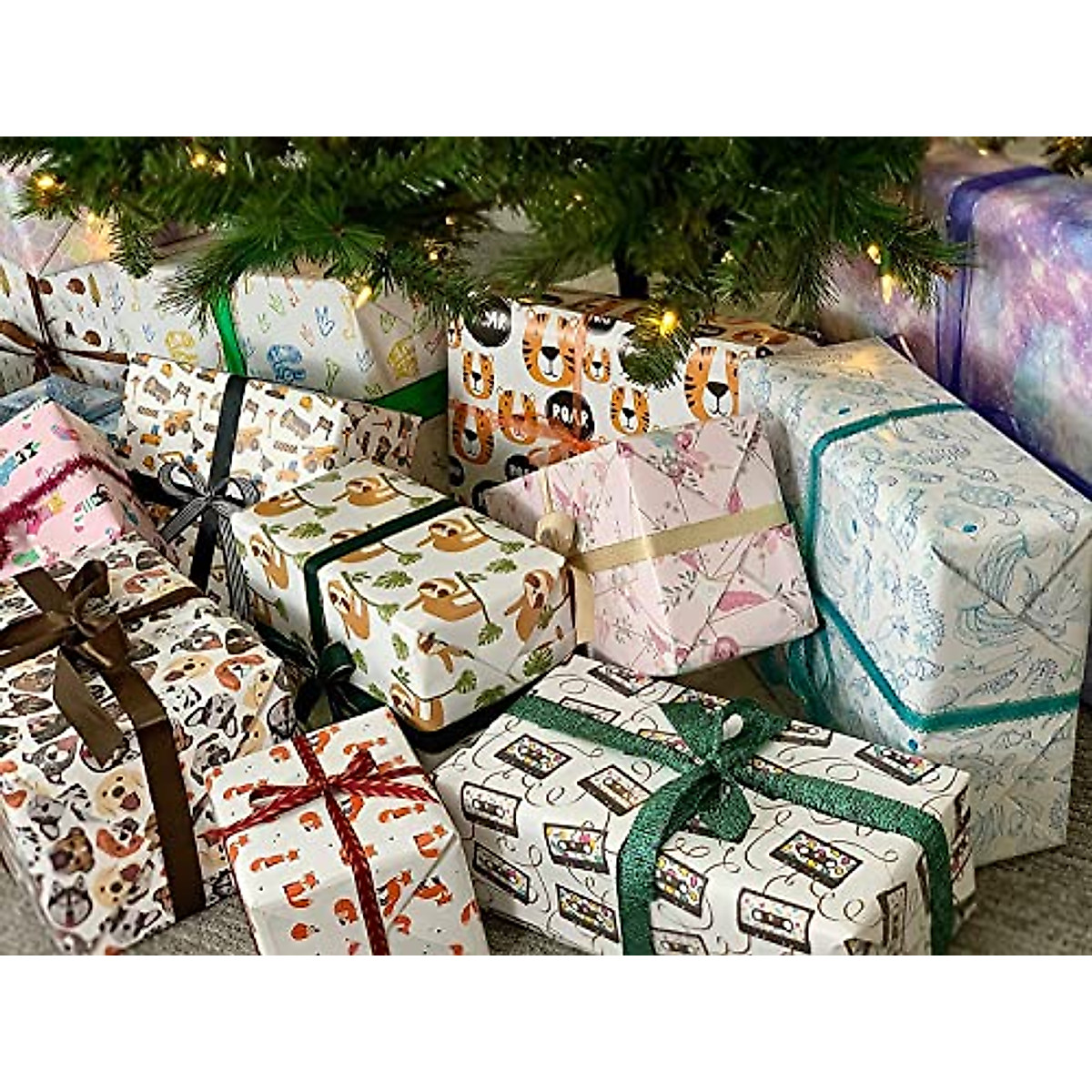 Stesha Party Sloth Wrapping Paper Gift Wrap for Kids - Folded Flat 30 x 20 Inch - 3 Sheets