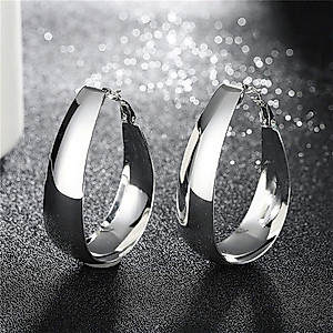 Kemstone Brushed Satin Silver Big Hoop Earrings Statement Earrings Jewelry for Women
