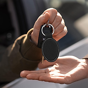 LaserGram Oval Keychain, Motorcycle, Personalized Engraving Included (Black with Silver)