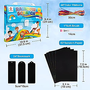 Mocoosy 140PCS Rainbow Scratch Paper Set, Magic Scratch Art Deluxe Combo with Case, Include Black Scratch Off Sheets, Scratch Notebook, Scratch Bookmarks for Kids Art Craft Kit Birthday Gifts