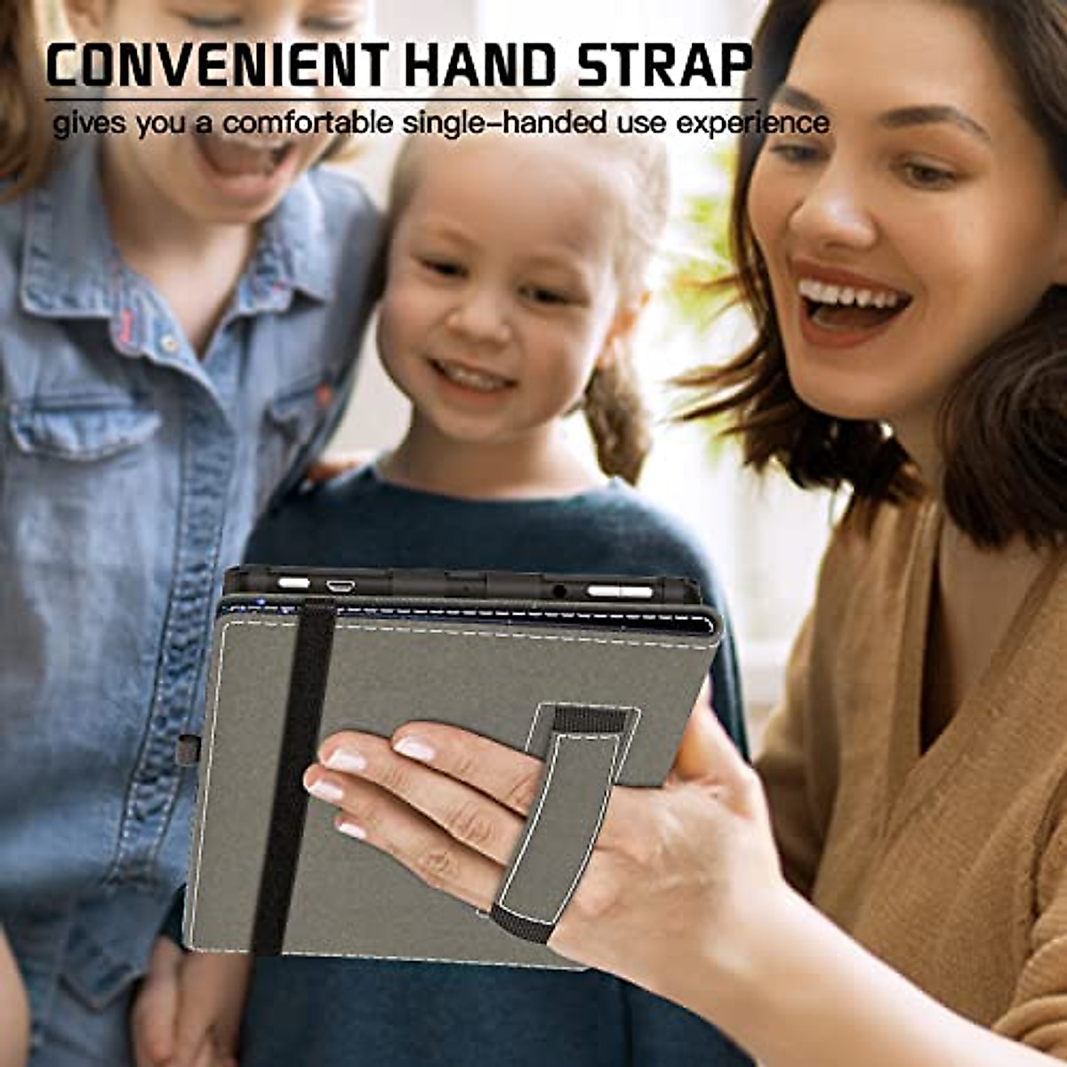 VORI Case for All-New Amazon Fire 7 Tablet (Only fit 12th Generation, 2022 Release), Slim Vegan Leather Folio Stand Smart Cover with Hand Strap and Auto Wake/Sleep for Kindle Fire 7” Tablet, Galaxy