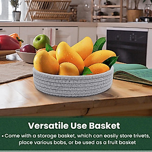 KITLAB 8 Inch Trivets for Hot Dishes, Hot Pots and Pans, Thick Heat Resistant Large Coaster for Kitchen, Hot Pads, Kitchen Essentials, Kitchen Decor for Table & Countertop with Storage Basket, 5 Pcs