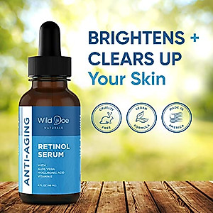 Retinol Serum for Face -Anti Aging Serum & Dark Spot Corrector w/ Hyaluronic Acid, Pure Aloe Vera Gel, Vitamin E Oil For Scars Treatment: Target Lines/Wrinkles, Boost Collagen, Aid Acne Treatment -4oz