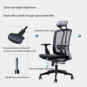 VejiA Office Chair, Breathable Mesh Computer Chair with Ergonomic Adjustable Lumbar Support, Black Swivel Desk Chair with Adjustab