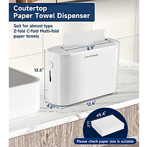 Cabo Deseado Countertop Paper Towel Dispenser Multifold Trifold C fold- Bathroom Commercial Hand Paper Towel Dispenser Holder for Kitchen Bathroom Toilet Hotel, 200 Sheets Refill Reminder