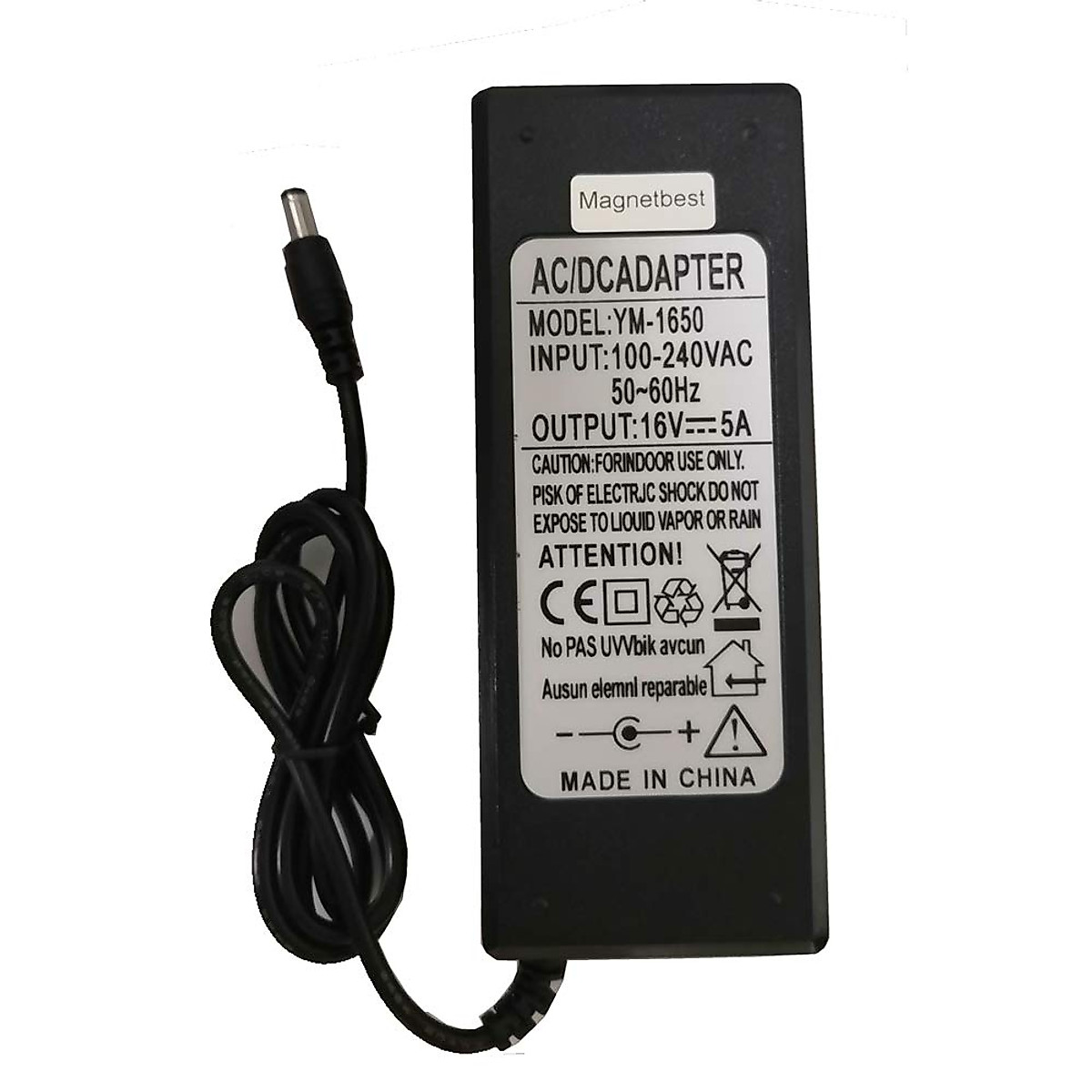 16V5A Switching Power Supply Charger 16V 5A 80W AC DC Adaptor for LED Light CCTV for Speaker Sound DC 5.52.5/5.52.1 mm with AC Cable