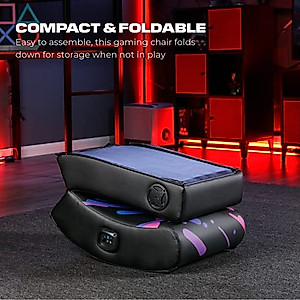 X Rocker Galaxy Printed PU Floor Gaming Chair, Headrest Mounted Speakers, 2.0 Bluetooth Audio System, Wireless, Recliner, 5110201, 33.46" x 25.59" x 16.14", Black