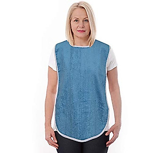 Personal Touch Deluxe Terry Adult Bibs with Closure, 100% Cotton, 3-Pack Size 18X30 (3 Blue)