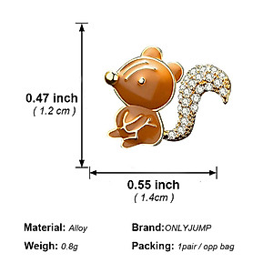 coadipress Fun Squirrel and Pine Cone Stud Earrings Asymmetrical Crystal Nut Squirrel Animal Ear Stud Earrings for Women(Squirrel Nut Earrings)
