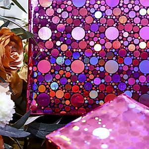 LeZakaa Pink Holographic Wrapping Paper - Mini Roll - Polka Dot Print for Mother's Day, Wedding, Engagement - 17 inches x 32.8 Feet (46.5 sq.ft.)