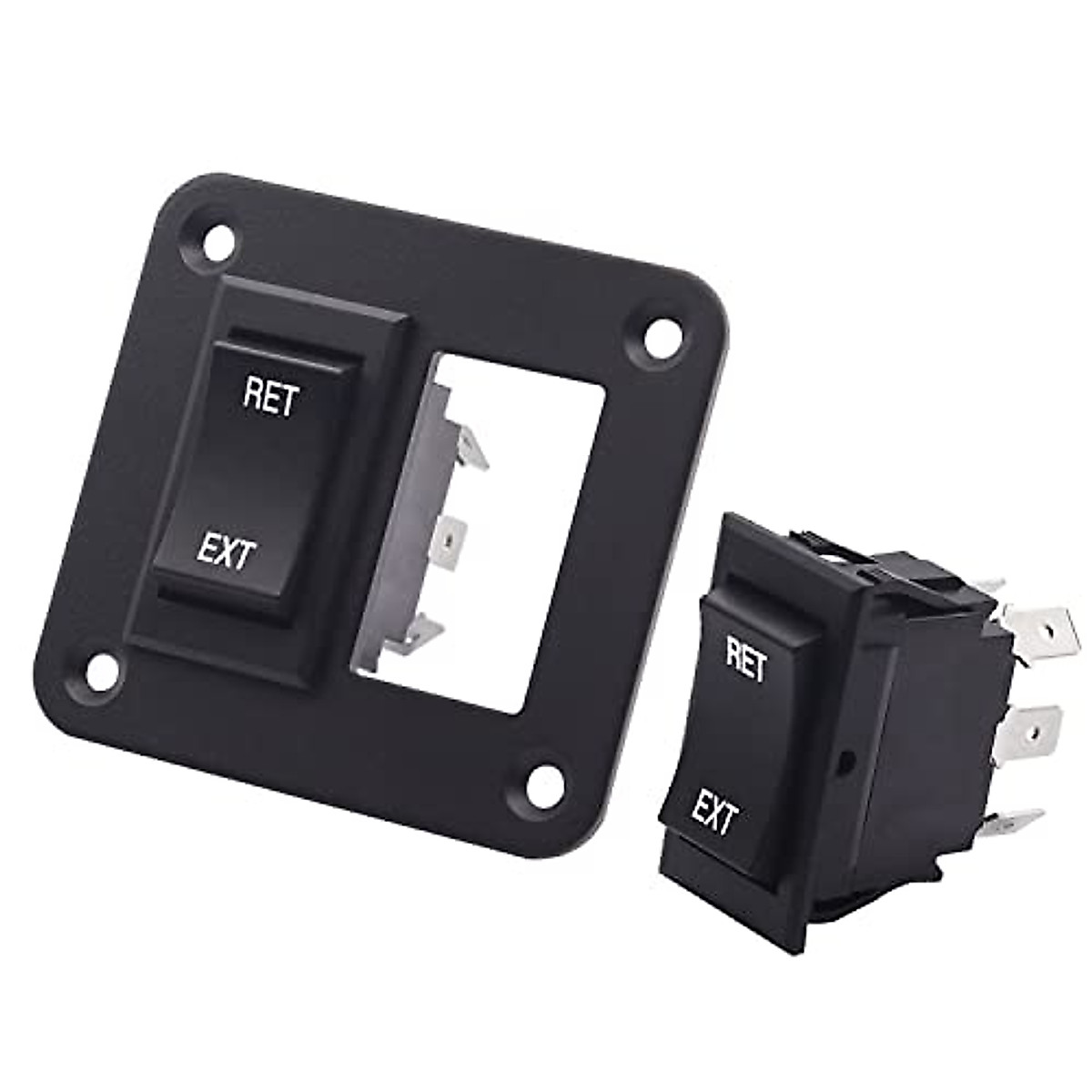 TWTADE 2 Pcs Momentary Polarity Reverse Rocker Toggle Switch Control Motor RV Power Jack Forward Reverse 20A 50V DC/15A 250V AC 6 Pin 3 Position (ON)-Off-(ON) with Panel and Wire