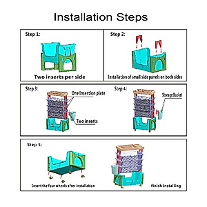 APBATS 5 Tier Removable Movable Bookshelf, Mobile Unique Bookcase, Utility Organizer Khaki Bookshelves with Wheels for Children Students Study in Bedroom Living Room Home School, Big-double-sided