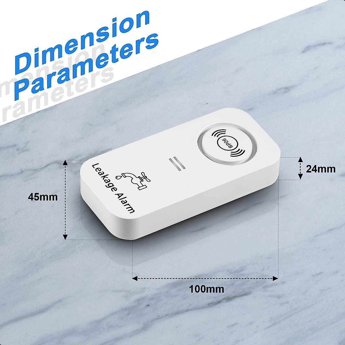 Water Leak Detector 2 Pack, 90dB Audio Water Leak Detectors for Home, Sensitive Leak and Drip Alert for Kitchen Bathroom Basement