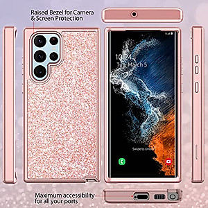 Coolwee Pink Full Protective Case for Galaxy S22 Ultra 5G Heavy Duty Hybrid 3 in 1 Rugged Shockproof Women Girls Transparent for Samsung Galaxy S22 Ultra 6.8 inch Rose Gold