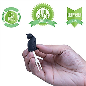 Cocktail Forks, 6-Piece Appetizer Forks, Cat Shapes, Stainless Steel and Silicone Small Forks for Fruits, Cheese, Appetizers