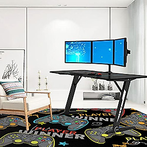 Gaming Room Carpet Rugs for Kids Teen Boys Bedroom, Gamer Room Decor Area Rug Carpet for Men Teenage, Non Slip Gamepad Gaming Chair Rug Mat for Playroom Wood Floor Living Room Desk Carpet, 59"*39"