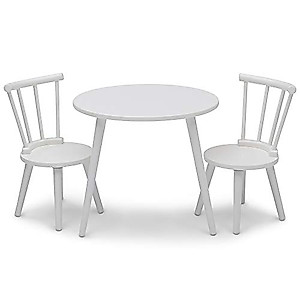 Delta Children Homestead Kids Table & 2 Chairs Set - Ideal for Arts & Crafts, Greenguard Gold Certified, Bianca White