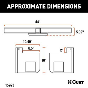 CURT 15923 Class 5 Weld-On Hitch, 2-1/2-Inch Receiver, Up to 20,000 lbs, 44-in Frames, 9" Drop