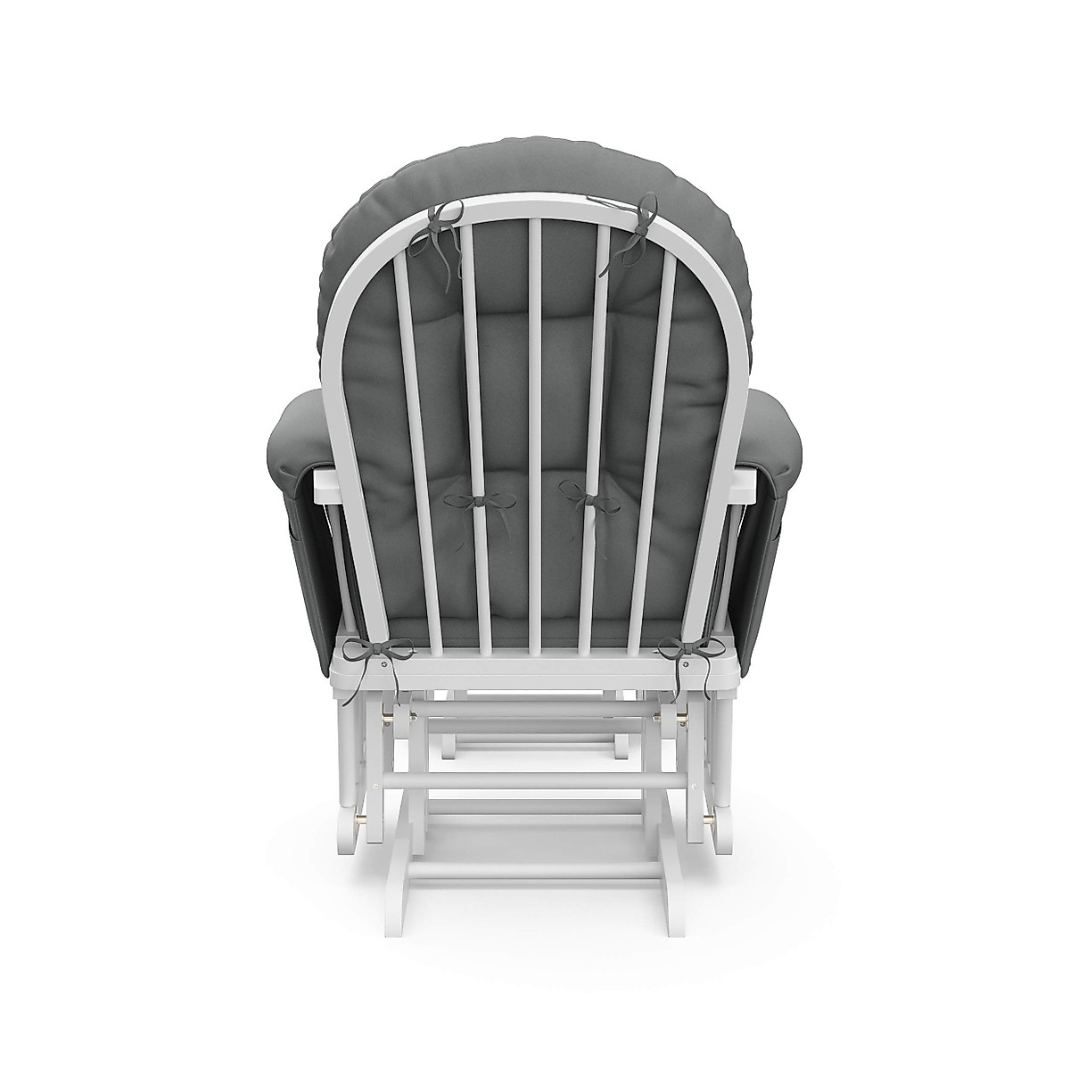 Storkcraft Premium Hoop Glider and Ottoman (White Base, Gray Cushion) – Padded Cushions with Storage Pocket, Smooth Rocking Motion, Easy to Assemble, Solid Hardwood Base