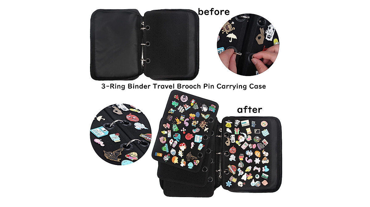 Enamel Pin Display Case with 6 Binders - Travel & Collection Organizer