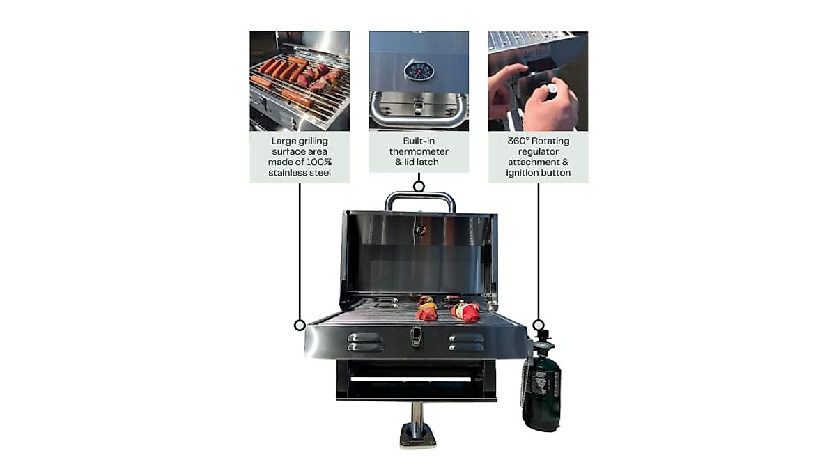 Portable Marine Grill with Mount | Versatile Propane BBQ for Boats ...