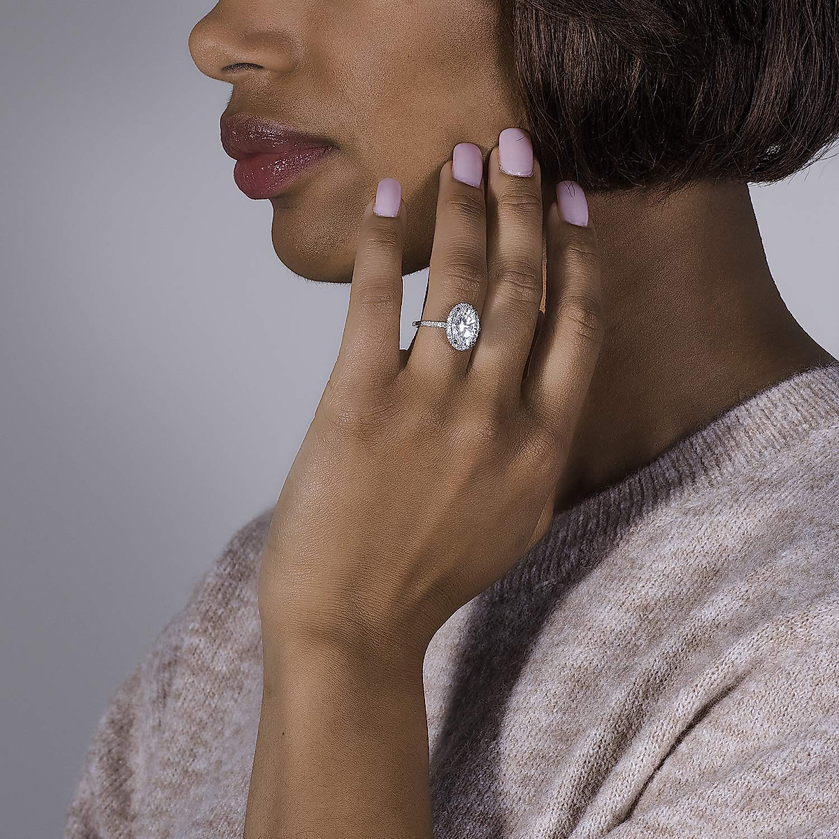 Charles & Colvard Created Moissanite 12x8mm Oval Cut Elongated Engagement Ring for Women | 4.75 cttw DEW | Lab Grown | Solid 14K White Gold with Rhodium | Size 6