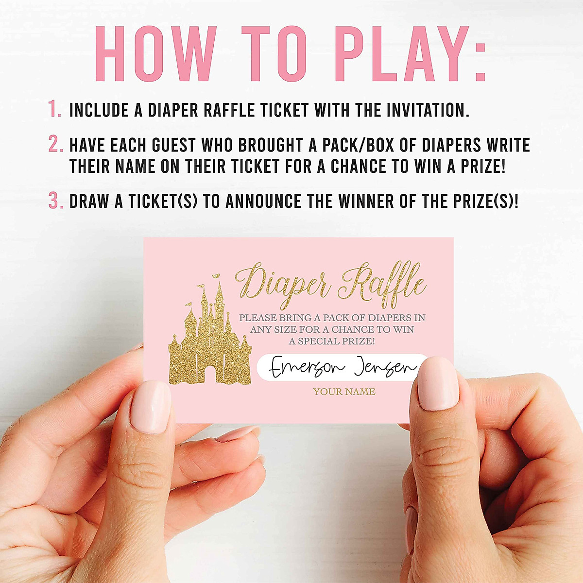 Hadley Designs 25 Baby Shower Diaper Raffle Tickets For Baby Shower Girl - Princess Baby Shower Games For Girls, Baby Raffle Tickets, Baby Shower Invitation Inserts, Baby Shower Ideas