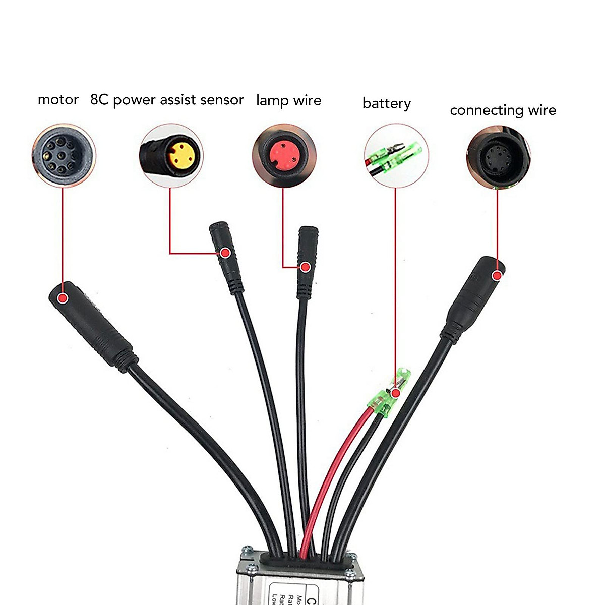 VBESTLIFE Electric Bike Controller Kit, 36V 48V 250W Motor Controller ABS Waterproof 15A LCD7C Panel Thumb Throttle Brake Accessories for E Bike Modification DIY