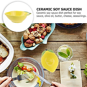 SHERCHPRY 3Pcs Lemon Shaped Bowl Ceramic Dessert Dishes Snacks Fruit Salad Platter Candy Nut Dishes Bowl for Home Kitchen (Yellow)