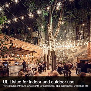 Banord 29FT Globe Outdoor String Lights, Shatterproof Patio Lights with 15 Dimmable Plastic Bulbs, Waterproof Hanging Lights String for Porch Backyard Cafe, E12 Socket Base