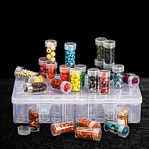 Pumtus 2 Pack Diamond Paint Storage Containers, 120 Grids Beads Organizer Box with Label Stickers, Plastic 5D Embroidery Accessories Storage Case Jars for DIY, Art, Craft, Rhinestone, Seed