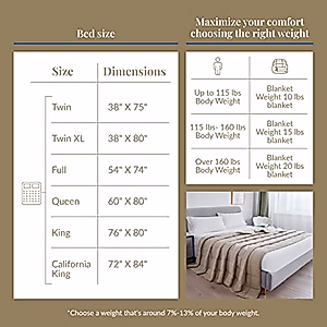 Dream Theory Cooling Weighted Blanket, Washable Weighted Blankets for Adults, 100% Natural Cotton Heavy Blanket with Glass Beads, Deep Touch Pressure Therapy, Relaxation, Sleeping, Tranquility - Tan