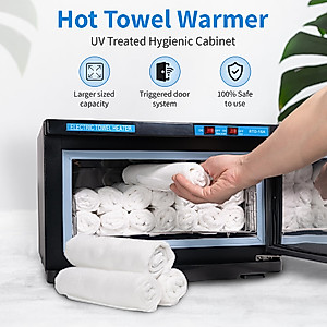 West Ivory Hot Towel Warmer and UV Treated Hygienic Cabinet, 16L Capacity, 2 in 1 Portable Heater Fitting 20-60 Towels, For Yoga Studios, Barbers and Hotels, Black