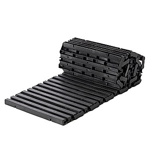 Gardenised QI004106 Black Garden Pathway Track Outdoor Waterproof Tile Anti-Slip Pavers Floor Mat, 14" Long