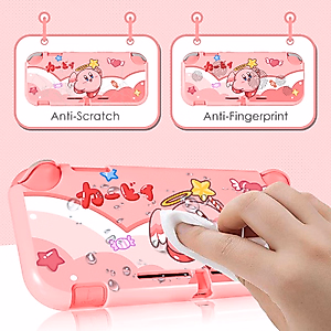 oqpa for Nintendo Switch Lite 2019 Case for Girls Boys Kids Cute Kawaii Anime Cartoon Character Design Cool Fun Protective Cases Hard Shell Cover with Screen Protector Glass for Switch Lite,Kirb