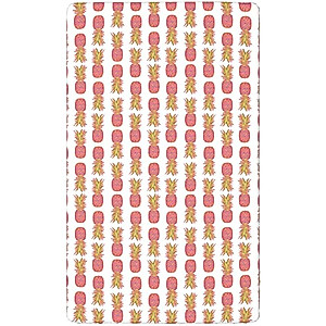 Pineapple Themed Fitted Crib Sheet,Standard Crib Mattress Fitted Sheet Ultra Soft Material-Great for Boy or Girl Room or Nursery,28“ x52“,Multicolor