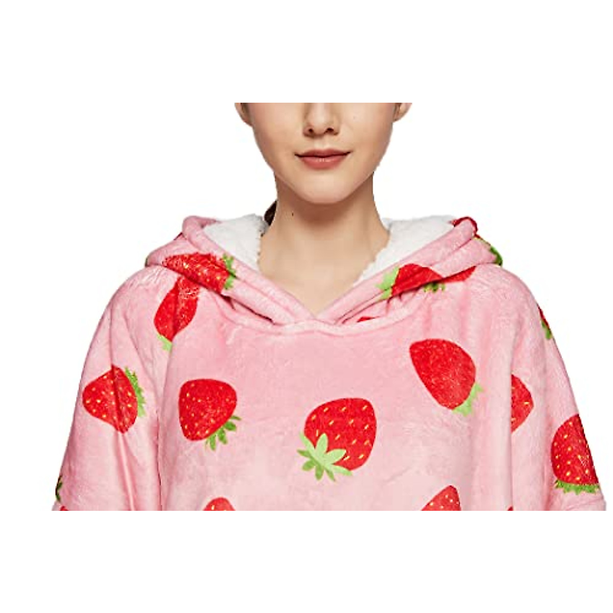 Hysunland Strawberry Wearable Blankets for Women Oversized Hoodie Sweatshirt with Kangaroo Pocket