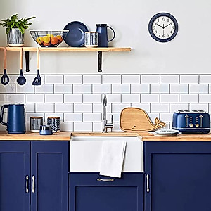 Mofine Wall Clock for Living Room Decor, Small Kitchen Wall Clock, Silent Wall Clocks Battery Operated for Bathroom/Bedroom/Office, 9 inch-Navy Blue