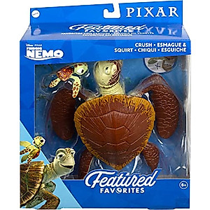 Disney Pixar Featured Favorites Crush & Squirt Finding Nemo Collectable Turtle Figures, Highly Posable with Authentic Look, Collectors Gift Ages 6 Years & Up